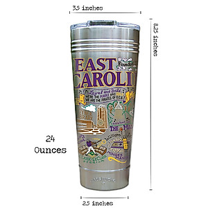 Catstudio East Carolina University Collegiate Thermal Tumbler | Triple Wall Insulation With Non Slip Bottom | Great College Travel Cup for Water, Coffee, Tea, or Smoothies