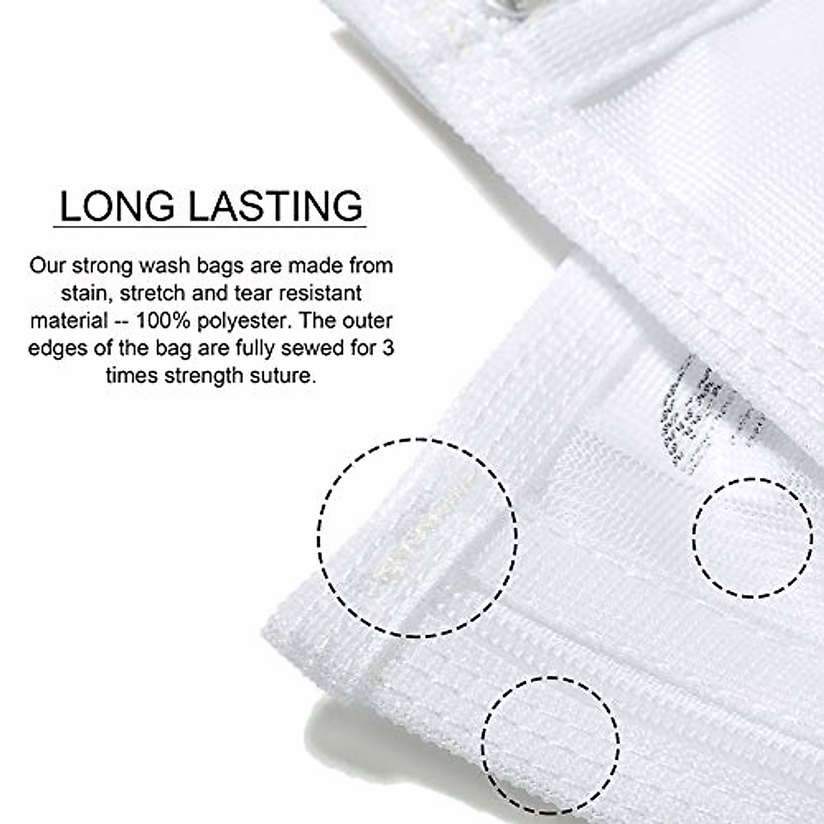 TENRAI Delicates Laundry Bags, Bra Fine Mesh Wash Bag for Underwear, Lingerie, Bra, Pantyhose, Socks, Use YKK Zipper, Have Hanger Loops, (White, 3 Large, QS)
