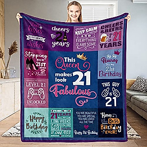 Valporia 21st Birthday Blanket for Her 21st Birthday Gifts for Her Daughter Unique 21st Birthday Decorations for Her Purple 21st Birthday Gifts for Sister 21st Birthday Gifts for Best Friend