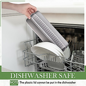 Hushee 3 Set 304 Stainless Steel Containers for Fridge, with Removable Drain Tray, Fruit Bacon Storage Airtight Deli Meat Container with Lids for Fresh Dry Food Storage(10.43 x 3.94 x 2.76 Inch)