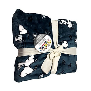 Berkshire Home & Blanket Co. Peanuts Gang Snoopy Happy Dance Velvet Soft Throw Blanket | 50" x 70" - Blue Gray