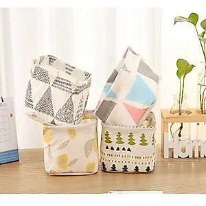 Desktop Waterproof Mini Canvas Storage Basket Bins Organizer Makeup Sundries Storage Box for Brush Pen Lipstick Hair ring Holder Drawer divider (A combination)