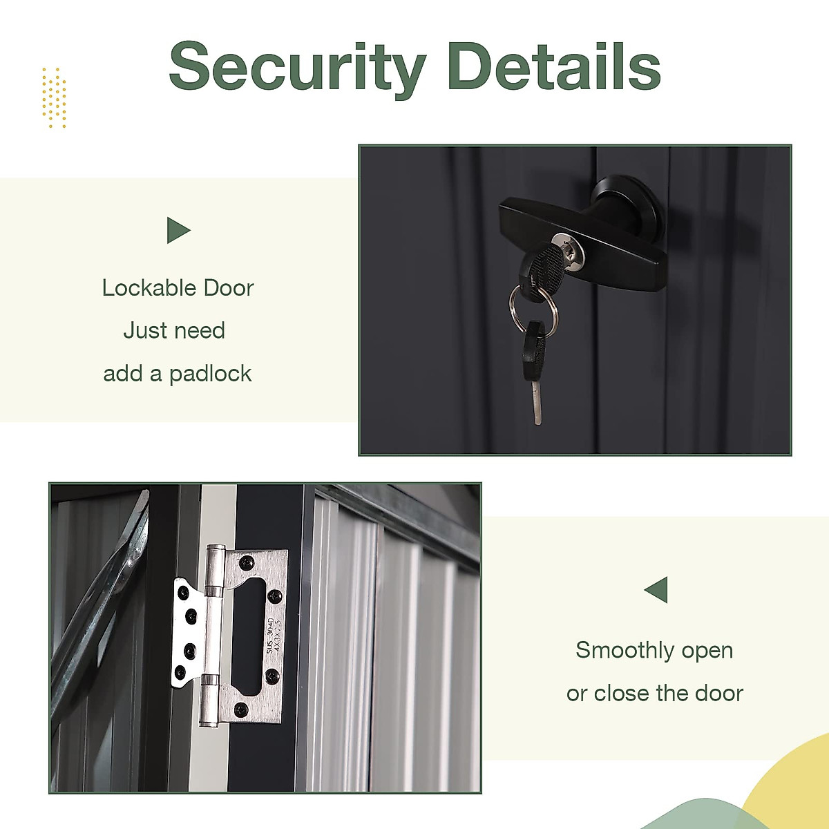 OC Orange-Casual 6 x 4 FT Outdoor Storage Shed, Metal Garden Tool Shed, Outside Sheds & Outdoor Storage Galvanized Steel w/Lockable Door for Backyard, Patio, Lawn, Black