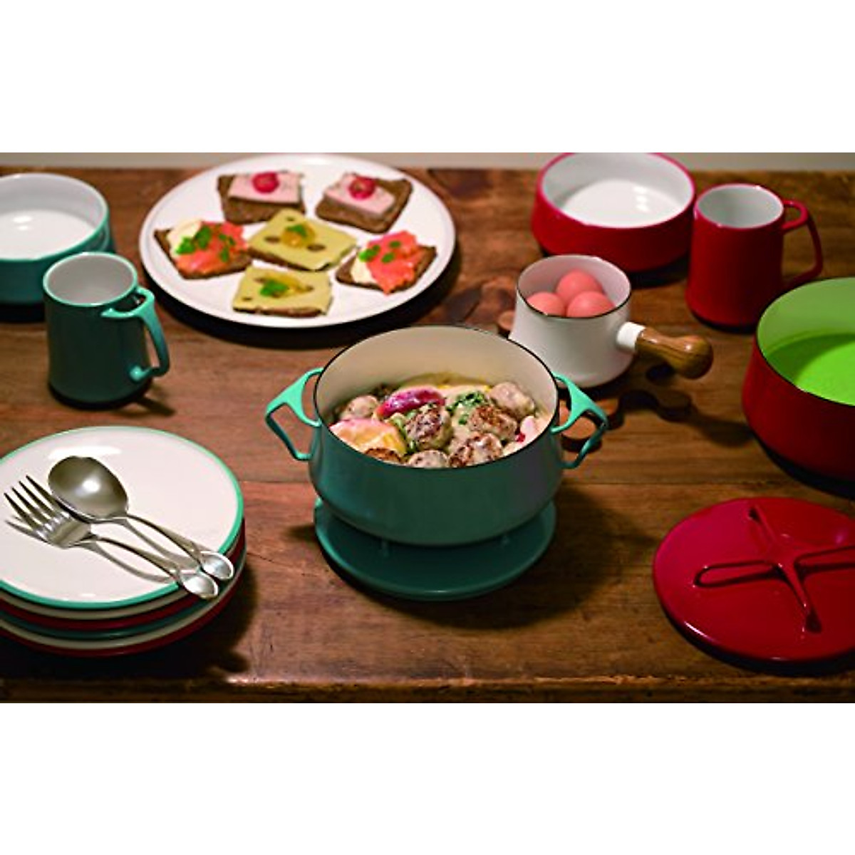 DANSK 833297 Koben Style Double Handed Pot, 7.1 inches (18 cm), 2.2 L., Induction Compatible, Turquoise/Teal, Oven Safe, Enameled