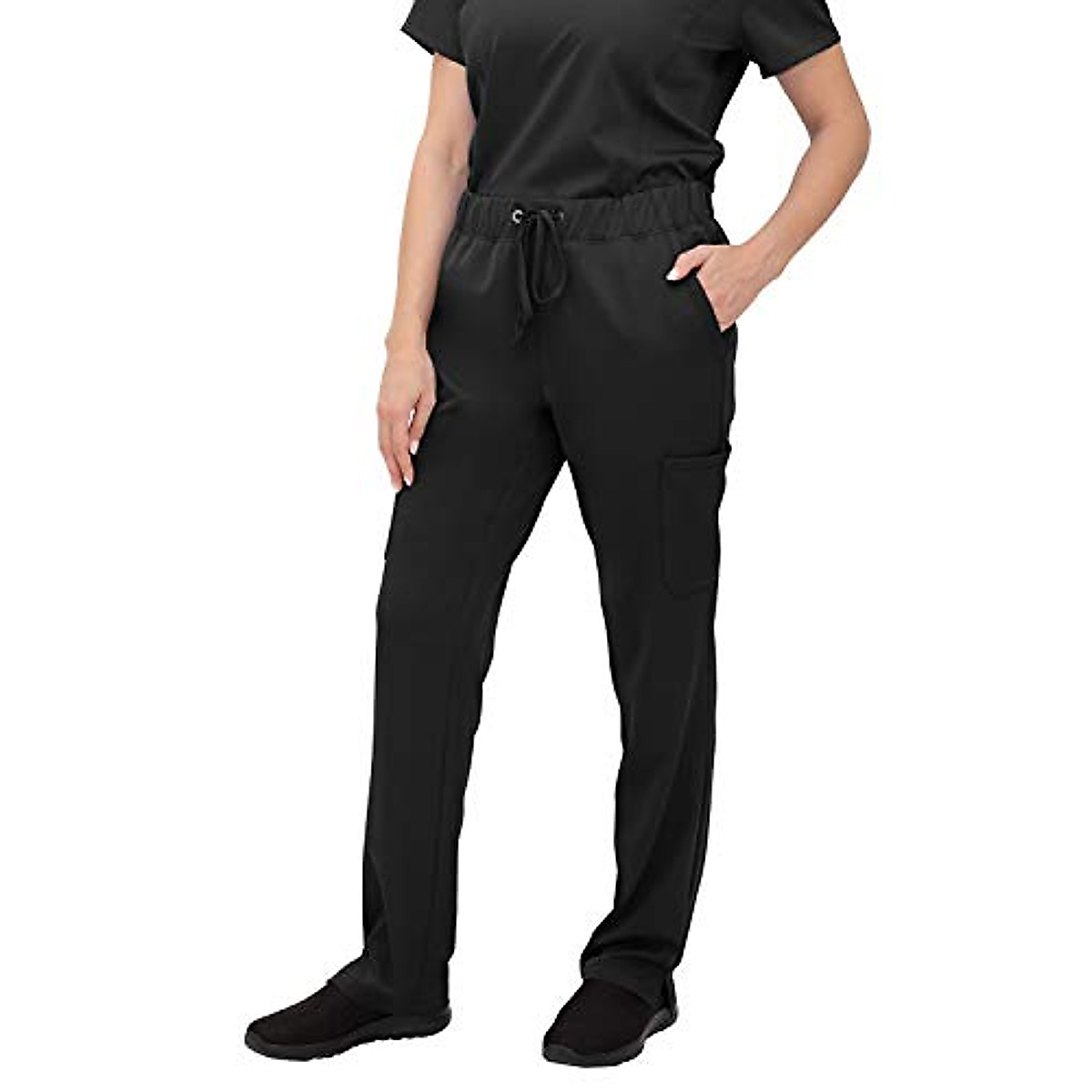 SOULFUL SCRUBS for Women 6 Pocket, Cargo Pant - Stylish Medical Scrub Pant with Midrise Fit for Woman 3500 Caroline- Medium Black - Medium,Black