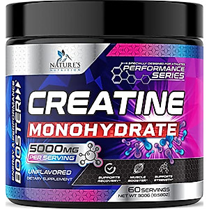 Creatine Monohydrate Powder - 100% Pure Micronized Creatine 5000mg (5g) Supports Muscle Building & Cellular Energy, Nature's Amino Acid Supplement, Gluten Free Keto Friendly, Unflavored - 60 Servings