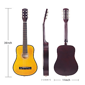 CNBLUE Acoustic Guitar Beginner Dreadnought Acoustic Guitar 30 inch Kids Guitar 1/2 Size Mini Guitar Folk Small Guitar Steel Strings With Gig Bag yellow