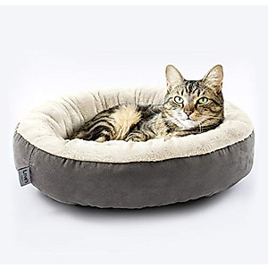 Love's cabin Round Donut Cat and Dog Cushion Bed, 20in Pet Bed for Cats or Small Dogs, Anti-Slip & Water-Resistant Bottom, Super Soft Durable Fabric Pet beds, Washable Luxury Cat & Dog Bed Gray