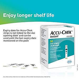 Accu-Chek Instant S Glucometer with Free Test Strips, 10 Count (White)