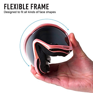 Khan Retro Pink - Adjustable Snow Goggles for winter skiing and snowboard with 100% UV Protection. One size fits all.