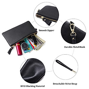 GOIACII Women's Wristlet Clutch Slim Leather Wallet RFID Blocking Handbag