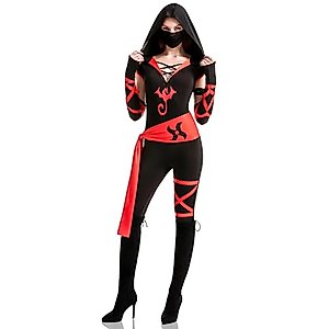 Spooktacular Creations Adult Women Ninja Costume, Deluxe Ninja Costume Set for Halloween Party Dress Up Cosplay (Large)