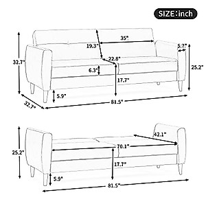 Merax Modern Futon Sofa Storge, PU Leather Convertible Sleeper Loveseat Living Roon Couch Bed for Small Space 81.5" W, Black Love Seats
