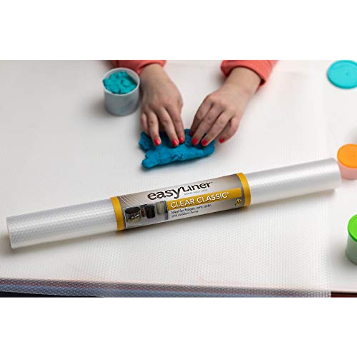 EasyLiner Clear Classic Shelf Liner - Durable Non Adhesive Fridge Liner - Easy to Install & Clean - Kitchen Liner Mat for Fridge Shelves - Food Safe Removable Shelf Liner - 20in. x 24ft. - Clear