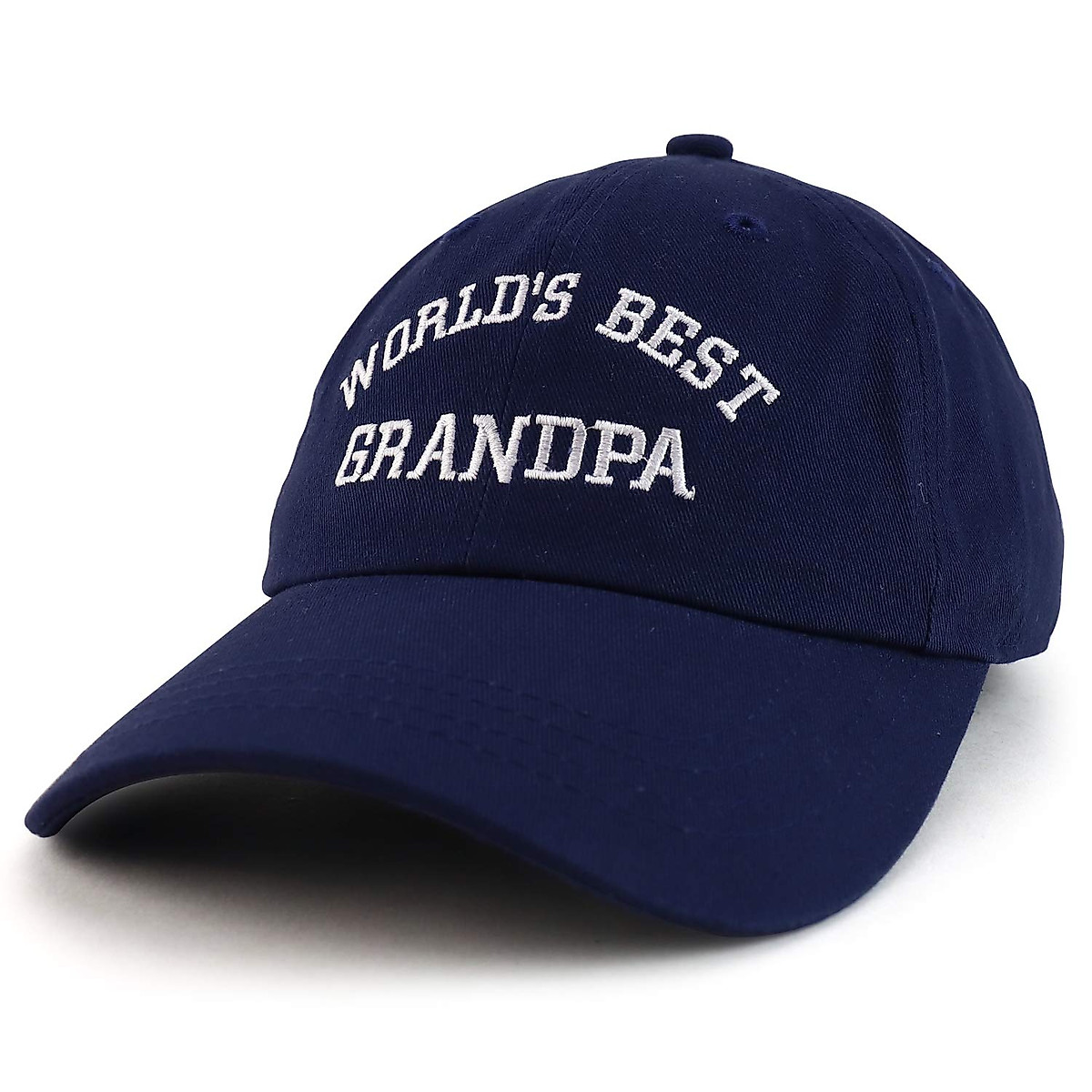 Trendy Apparel Shop World's Best Grandpa Embroidered Low Profile Soft Cotton Dad Hat Cap - Navy