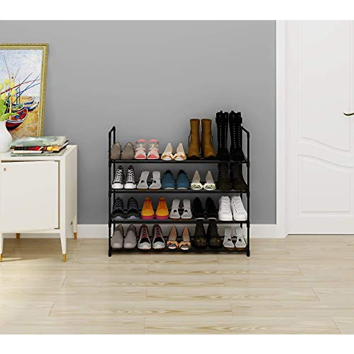 HOMEFORT 4-Tier Shoe Rack All Metal 3-Tier Shoe Rack