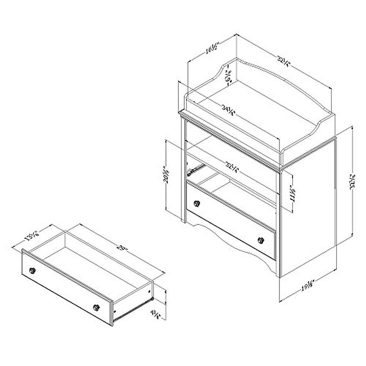 South Shore Heavenly Collection Changing Table, Pure White