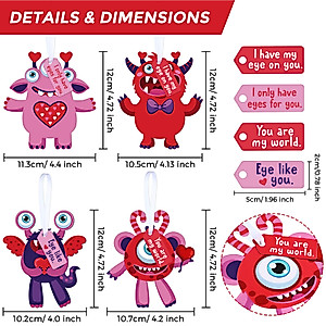 Sumind 24 Sets Valentine's Day Craft Kits for Kids, DIY Craft Ornament Valentine Class Game Activities Paper Craft Hanging Ornament for Valentines Day Decorations
