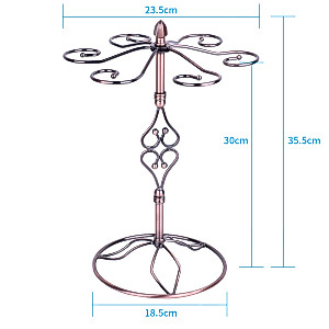 Senkoovi Wine Glass Holder Bronze Tabletop Stemware Rack with 6 Hooks Freestanding Cup Storage Classic Stainless Steel for Home and Bar