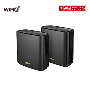 ASUS ZenWiFi AX6600 Tri-Band Mesh WiFi 6 System (XT8 2PK) - Whole Home Coverage up to 5500 sq.ft & 6+ rooms, AiMesh, Included Lifetime Internet Security, Easy Setup, 3 SSID, Parental Control, Black
