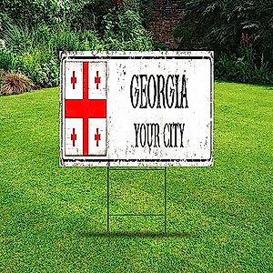 Georgia Lawn Signs with Stakes Lawn Yard Decorations for Rent 18x24 Inch Funny Lawn Sign Flag Sports Bar Party Events Metal Yard Lawn Sign for House Holiday Party