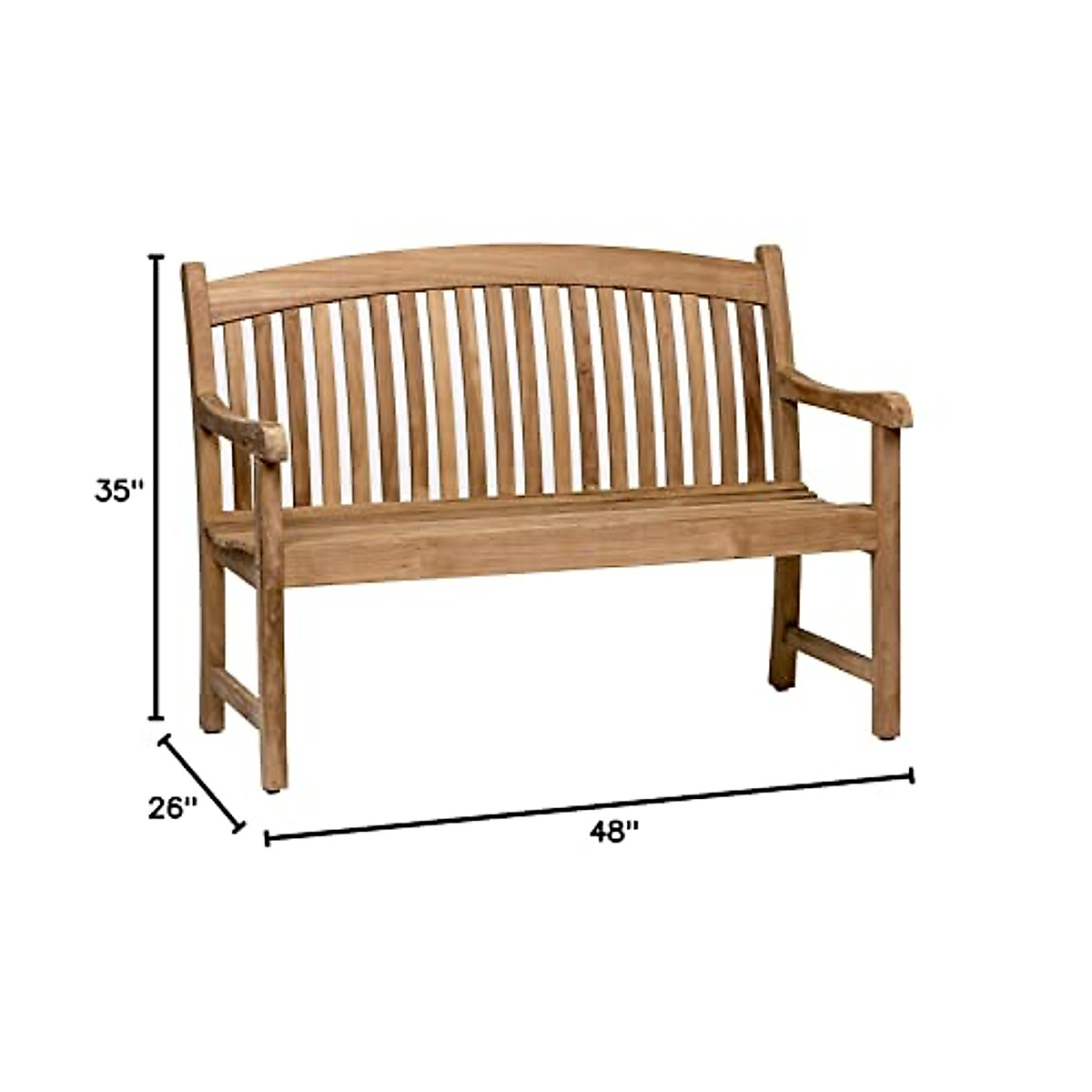Amazonia Newcastle Patio Bench | Made of Real Teak | Ideal for Outdoors and Indoors, 48Lx26Wx35H, Light Brown