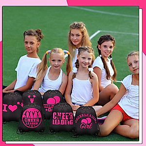 Paterr 12 Pcs Cheer Drawstring Backpack Cheerleaders Drawstring Gym String Bag Sports Gifts for Women Men(Pink, 11.8 x 10 Inch)
