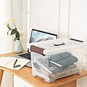 Krihan 14 L Plastic Storage Box with Latch Lid, Clear Latching Box, 6-Pack