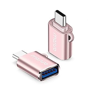 MOSISO USB C to USB Adapter 2 Pack, USB Type-C to USB Connector, Thunderbolt 3 to USB 3.0 Converter OTG Compatible with MacBook Pro 2020-2016/Air 2020-2018/Laptop Tablet/More Type-C Devices, Rose Gold