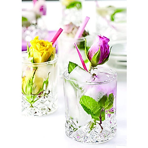 Le'raze Double Old Fashioned Glasses, Posh Crystal Collection, Perfect for serving scotch, whiskey or mixed drinks (Set of 6-11Oz DOF Glasses)