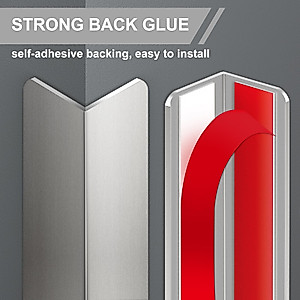 AGHITG Wall Corner Protector,Adhesive Stainless Steel Wall Corner Guard for Wall Protect,59 Inch x 1-3/8 Inch Aluminum Alloy Edge Protector to The Wall from Damage, Scratch by pet. 2PC