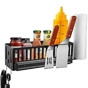 HEATCHEER Griddle Caddy for 28"/36" Blackstone Griddles with Magnetic Tool Holder, No Drilling Space Saving Grill Accessories with Paper Towel Holder, Blackstone Griddle Accessories Caddy for Outdoor