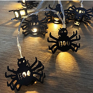 Halloween Spider String Lights, 9.8ft Hanging Halloween String Lights with 20 Spider Lights for Halloween Party, Spooky Party Decor for Indoor Outdoor Home Garden Yard Christmas Decor- Black Wire