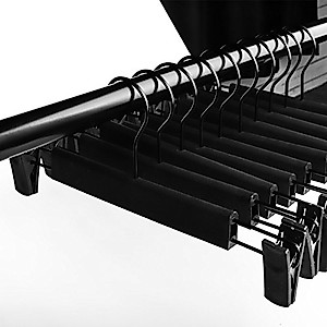 Guhmctt 10 Pack Pants Hangers with Adjustable Non-Slip Clips Anti-Rust Hanging Hook for Trouser,Skirts,Jeans,Clothes Hangers Black