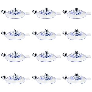 Quzzil 12 Pieces Suction Cup 40 mm/1.57'' PVC Clear Blue Sucker Pads with Screw Nut Extra Strong Adhesive Suction Holder Plastic Glass Suction Pads for Window Bathroom Wall Car Shade