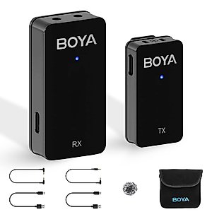 BOYA WMic5-M1 Wireless Lavalier Microphone for Canon Nikon Sony Camera DSLR Smartphone 2.4GHz Dual-Channel Rechargeable Lapel On Mic for Vlogging Streaming Interview YouTube 1 Transmitter 1 Receiver