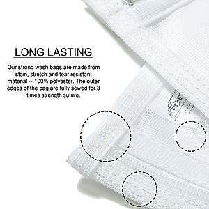 TENRAI Delicates Laundry Bags, Bra Fine Mesh Wash Bag for Underwear, Lingerie, Bra, Pantyhose, Socks, Use YKK Zipper, Have Hanger Loops, Small Openings (White, 3 Small)