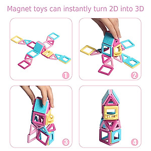 ASOK Magnetic Building Block 155pcs Educational Magnet Tiles Creative Learning and Development Macaron Color Toys Set for 3 4 5 6 7 8 Years Old Boys Girls Kids