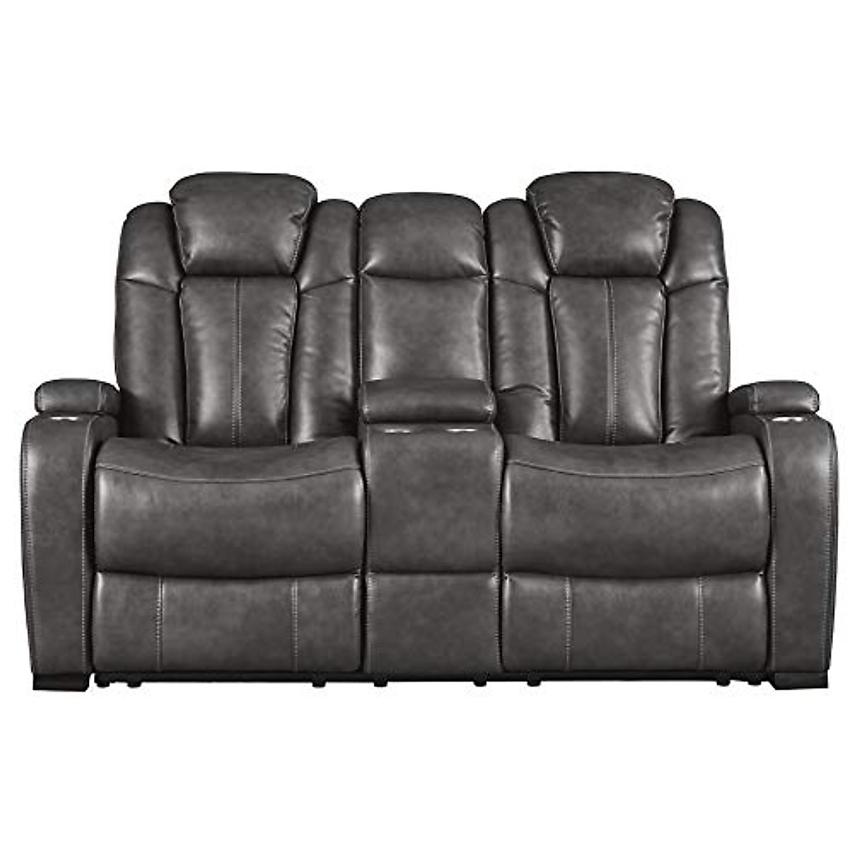 Signature Design by Ashley Turbulance Power Reclining Loveseat with USB Charging Port, Dark Gray