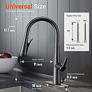 Kitchen Faucet with Pull-Down Sprayer, LEPO Matte Black 4-Function Kitchen Pull Out Faucet, Modern High Arc Single Handle Kitchen Utility RV Bar Sink Faucets with Deck Plate (Matte Black)