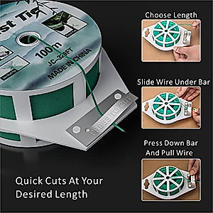 Toolazy 328ft (100m) Twist Tie Roll, PE Plastic Coated Twist Ties with Built-in Cutter, Garden Plant Twist Ties for Gardening, Plant Support, Home and Office Use