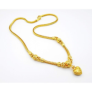 Chain 24k Thai Baht Yellow Gold Plated Filled Necklace Jewelry Women 20" Pendant Heart