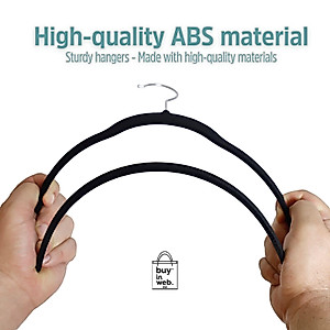 BUY IN WEB USA Black Velvet Hangers 50 Pack, Non Slip Clothes Hangers, Sturdy Space Saving Hangers for Suits, Shirts, Dresses & Jackets, Slim Velvet Hangers, Hold Up to 11lbs