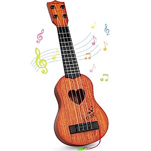 YEZI Kids Toy Classical Ukulele Guitar Musical Instrument, Brown