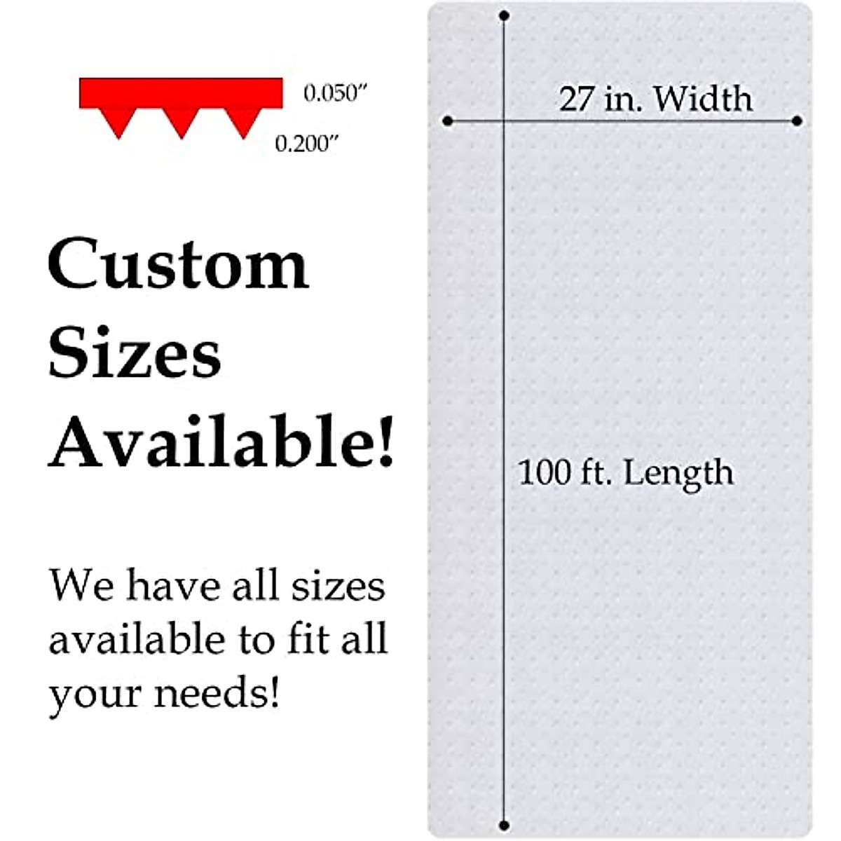 Home Must Haves Clear Vinyl Plastic Premium Deluxe PVC Ribbed Pattern Floor Runner Protector for Carpet (27" Wide)