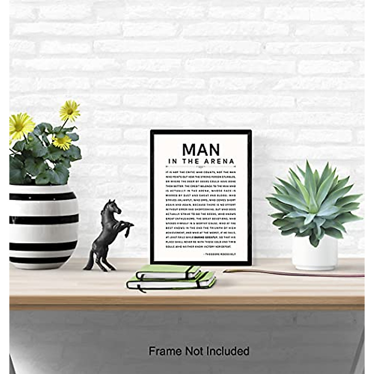 LARGE 11X14 - Man in the Arena - Inspirational Quotes - Teddy Roosevelt Poster - Motivational Gifts for Men, Boys, Teens, Entrepreneur - Office, Living Room, Bedroom Wall Art Decor - Daring Greatly