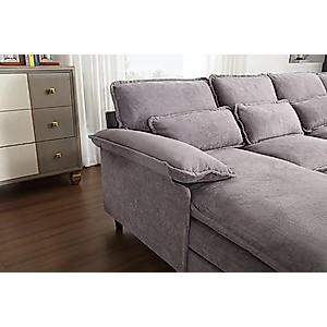 Symmetrical U Shaped Modular Sectional Sofa Cloud Couch, 6 Seater Oversized Convertible Sleeper Couch with Double Chaise & Memory Foam, Deep Seat Corner Sofa&Couches for Living Room Office
