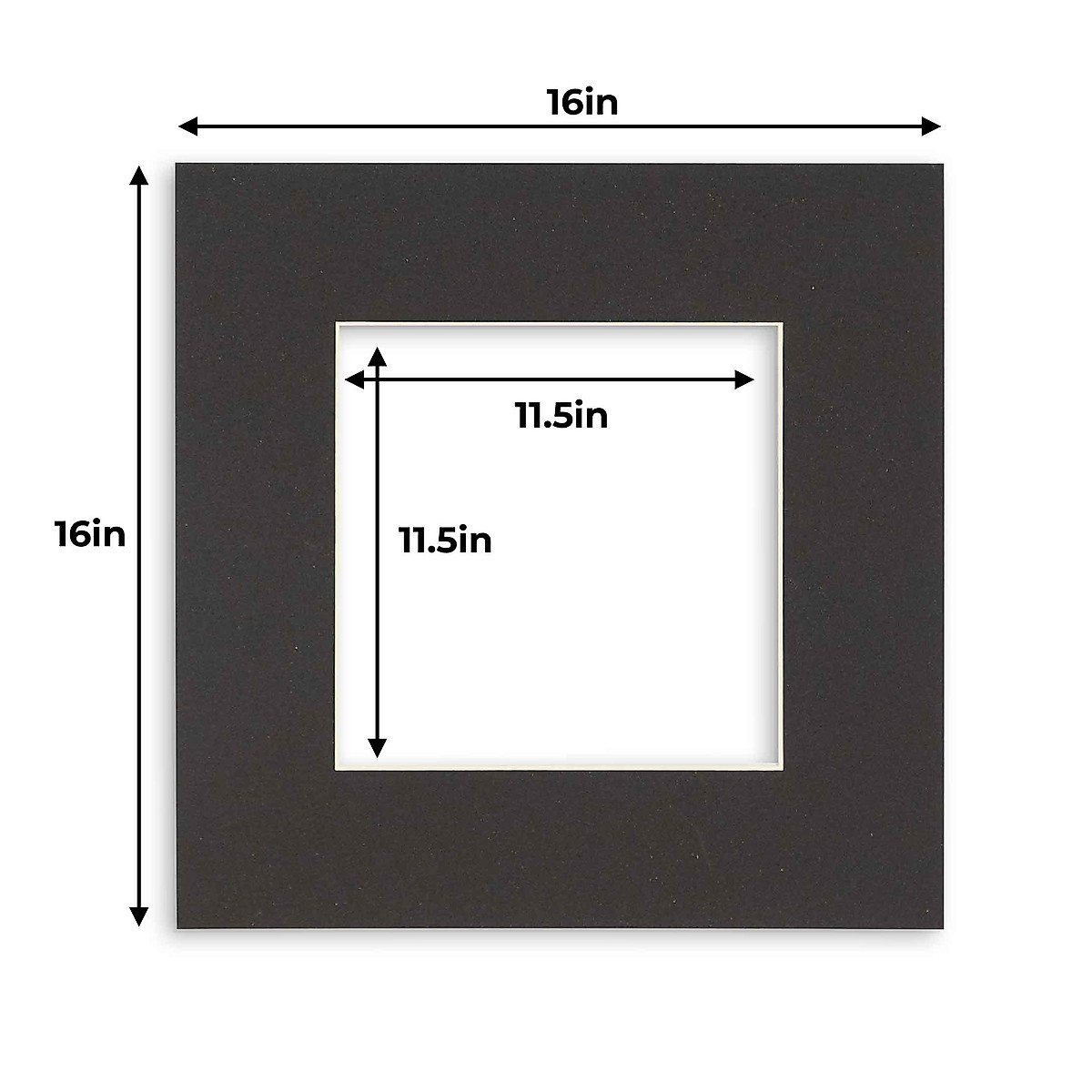 12x12 Precut Mat Board for 16x16 Frame - Acid-Free Black 12x12 Photo Matte Made to Fit a 16x16 Picture Frame, Premium Matboard for Family Photos, Show Kits, Art, Picture Framing, Pack of 1 Mat