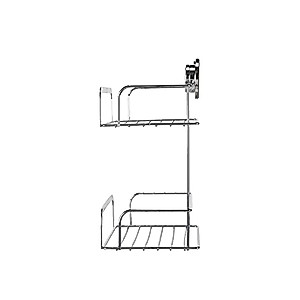 Croydex Stick n Lock Easy to Fit Adhesive Two Tier Cosmetic Basket, 20.6in x 10.2 x 6.4in, Chrome