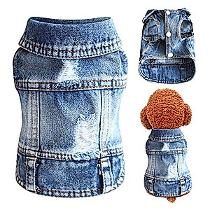 Large Dog Apparel Vest Clothing Spring Fashion for Small Jean Cool Cats Shirt Breathable Jacket Pet Dog Clothes for Girls Medium